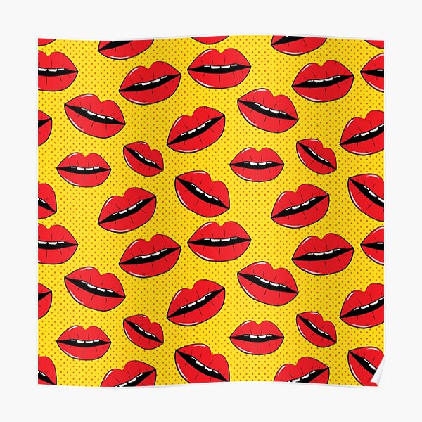 "yellow red lips kiss" Poster for Sale by Modcustm | Redbubble