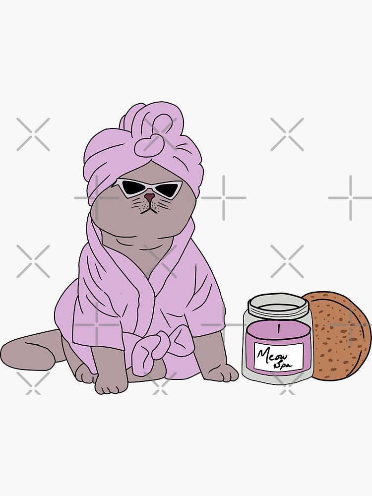 "Cat spa day " Sticker for Sale by saddoohpo | Redbubble