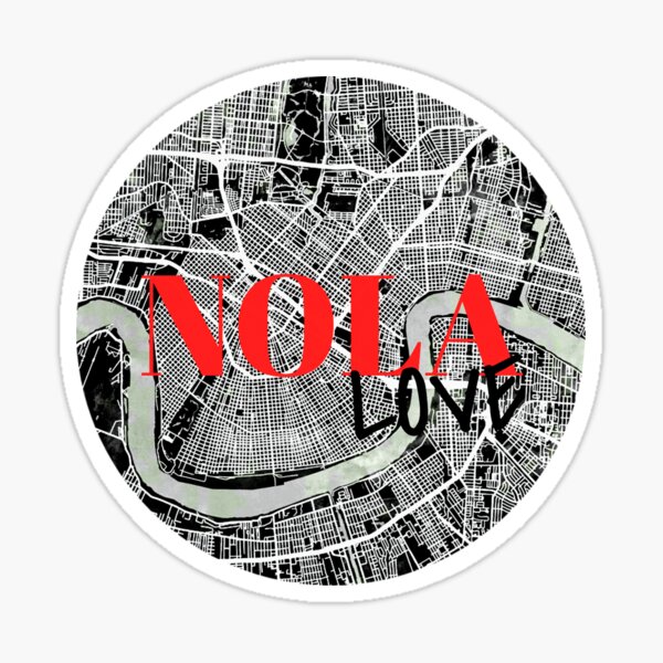 "NOLA LOVE New Orleans Map" Sticker for Sale by popquotables | Redbubble