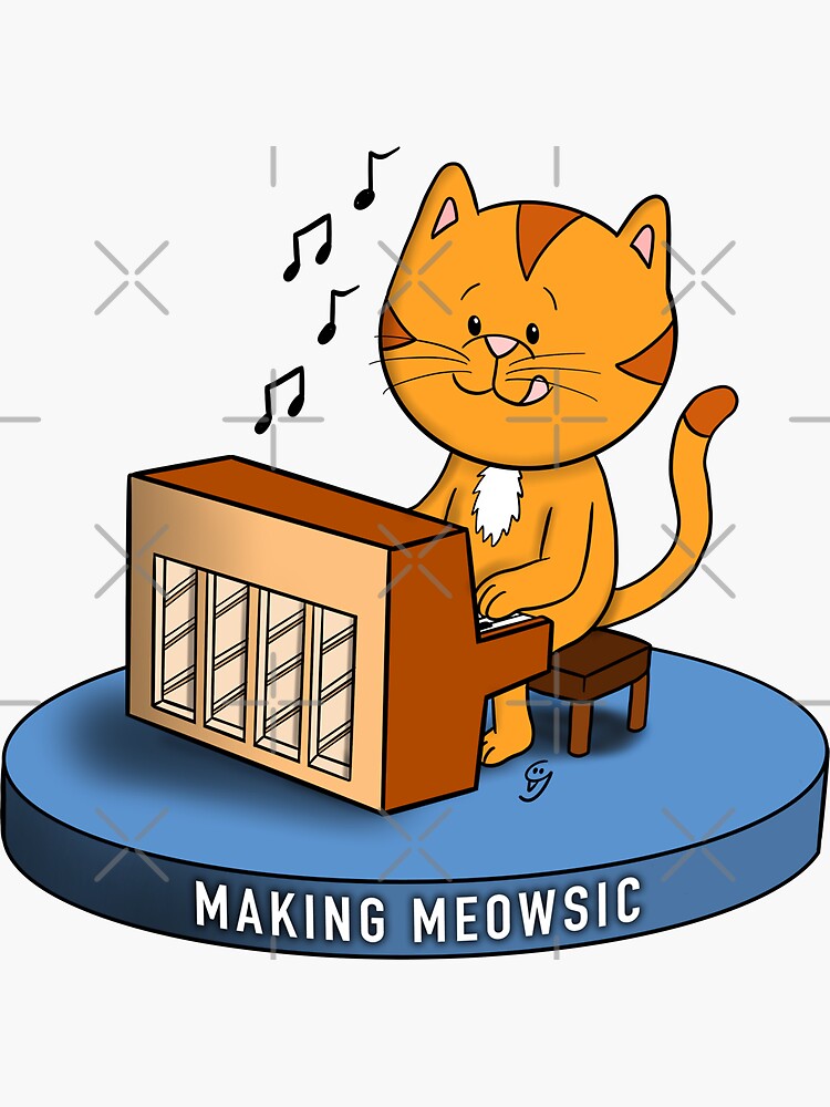 "Making Meowsic" Sticker for Sale by GarryVaux | Redbubble