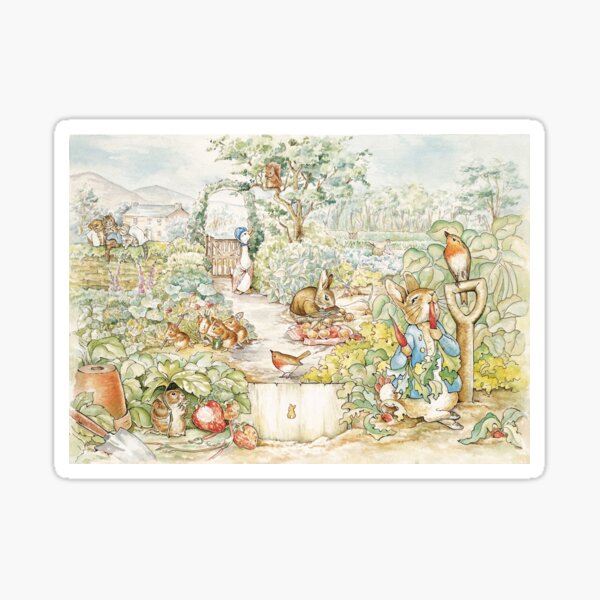 "peter rabbit garden scene bunny" Sticker for Sale by gowonswife ...