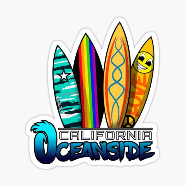 "Oceanside Surfboards Design" Sticker by PUNIdesign | Redbubble