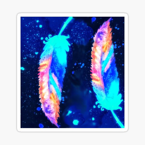 "feather neon pattern in the night sky" Sticker for Sale by ElaPatternd ...