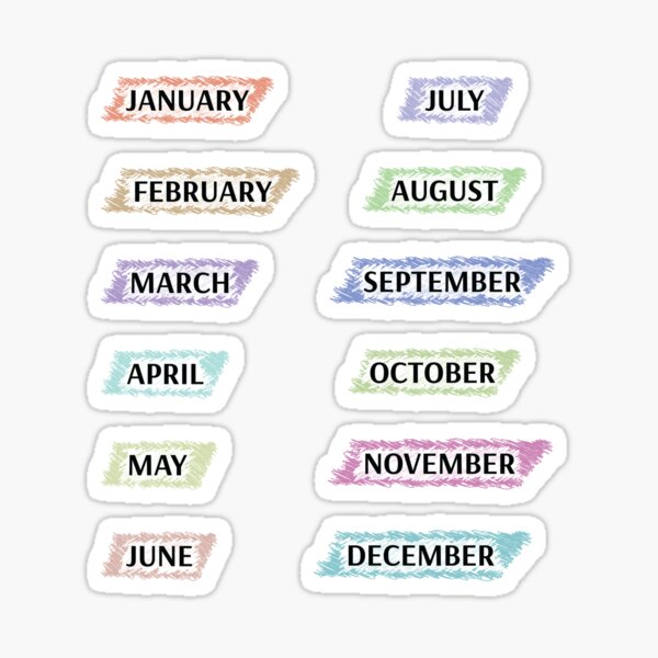 "Months of the Year" Sticker for Sale by builder-designs | Redbubble