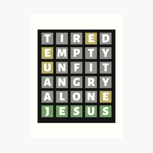 "Wordle Jesus is the Answer Game Puzzle faith wordle" Art Print by ...