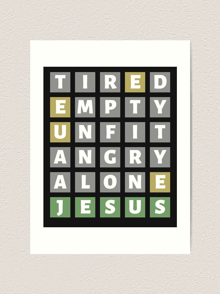 "Wordle Jesus is the Answer Game Puzzle faith wordle" Art Print by ...