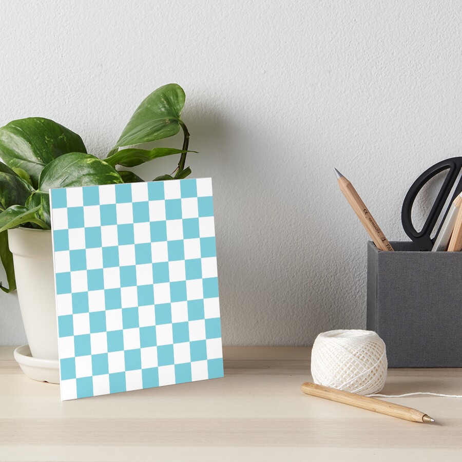 "Light Blue Checkerboard Pattern Palm Beach Preppy" Art Board Print by ...