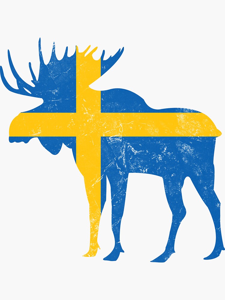 "Sweden moose with flag" Sticker for Sale by jrluftbilder | Redbubble