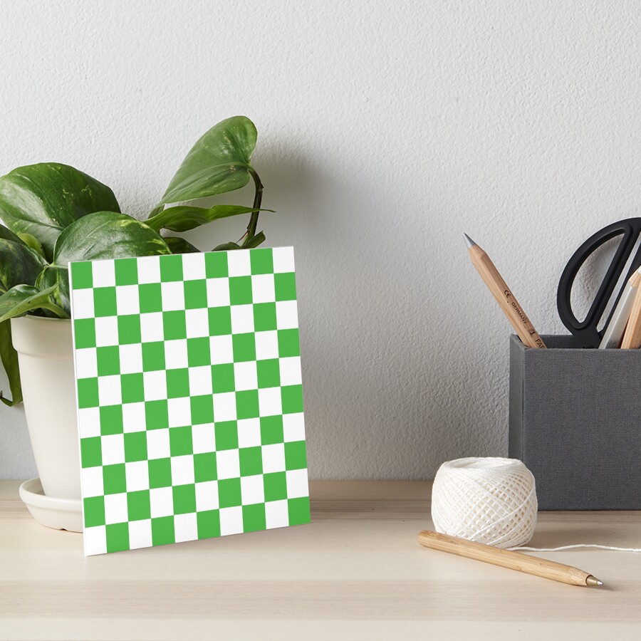 "Grass Green Checkerboard Pattern Palm Beach Preppy" Art Board Print ...
