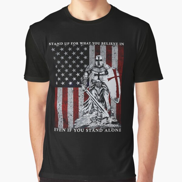 Crusader Knight Templar American Flag Patriotic Usa T Shirt For