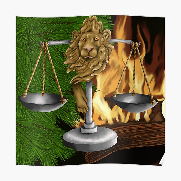 "A set of scales with a lion." Poster for Sale by TinaPratt | Redbubble