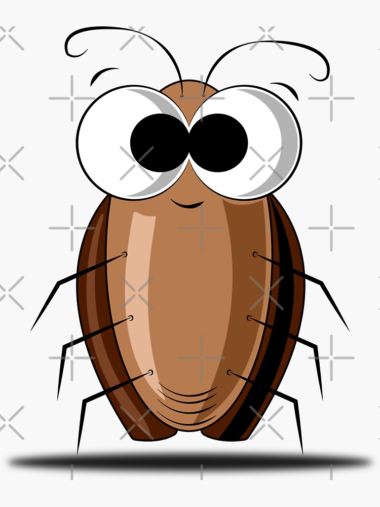 "Funny Cute Cockroach Cartoon T-shirt" Sticker for Sale by ...
