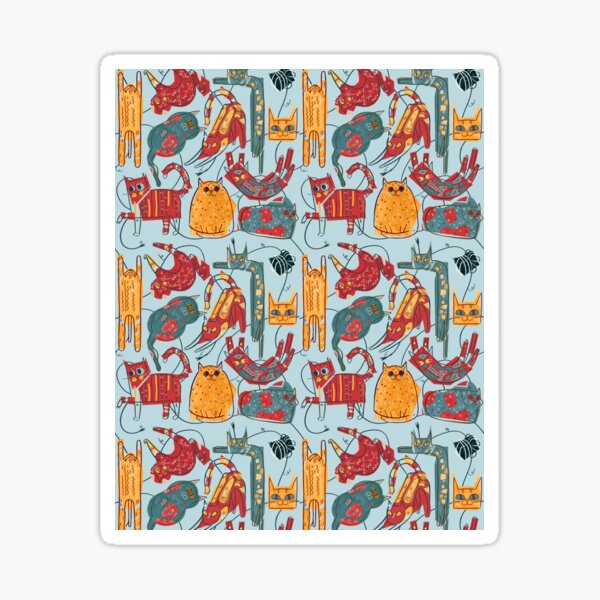 "Cat Party (2)" Sticker for Sale by oliviamartinart | Redbubble