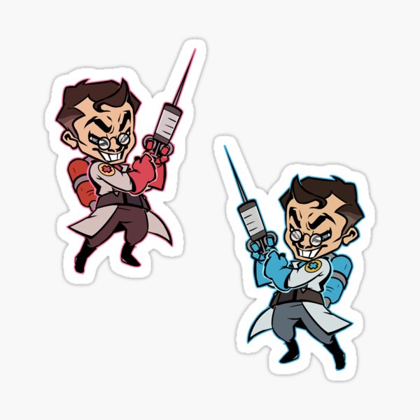 "Chibi Medic RED and BLU" Sticker by The-Melon-Owl | Redbubble