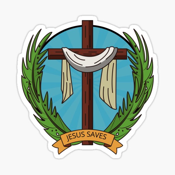 "Jesus Saves Cross With Draped Fabric And Leaves/Christian Symbol ...