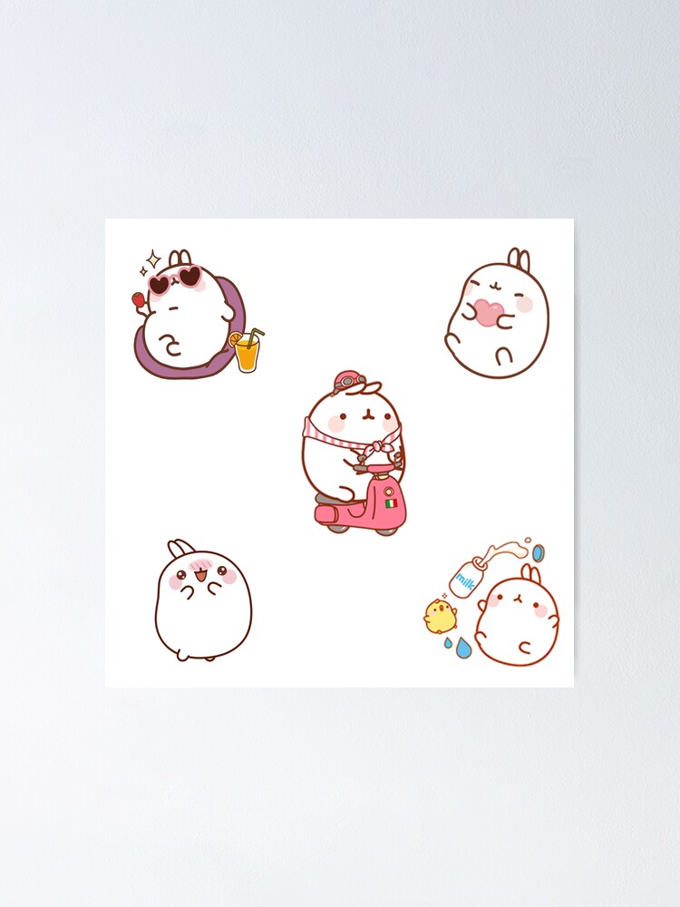 "Molang , Happy Cute Molang Bunny Pack" Poster for Sale by masuri ...