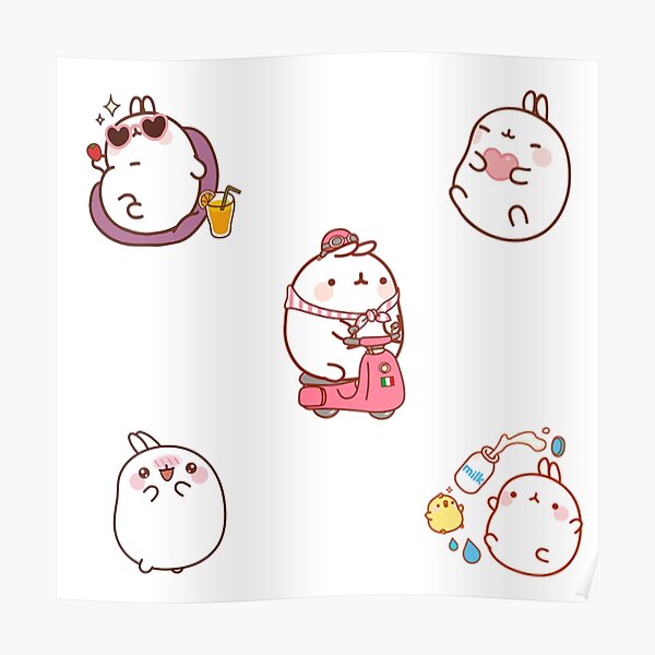 "Molang , Happy Cute Molang Bunny Pack" Poster for Sale by masuri ...