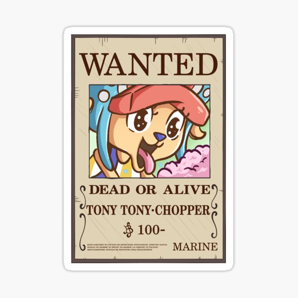 One Piece Wanted Poster CHOPPER Sticker By Niklas Andersen, 43% OFF