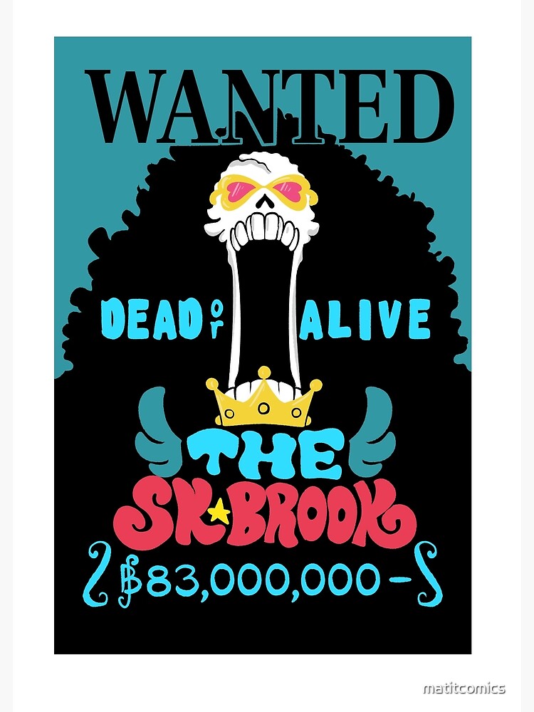 "Brook Wanted Poster" Poster for Sale by matitcomics | Redbubble