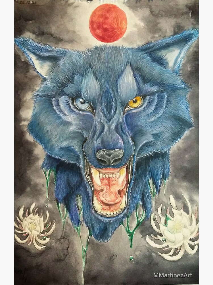 "Blue Wolf" Sticker for Sale by MMartinezArt | Redbubble