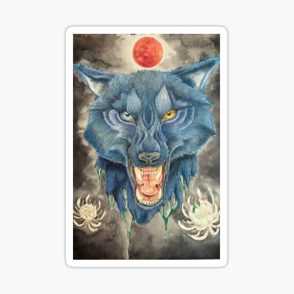 "Blue Wolf" Sticker for Sale by MMartinezArt | Redbubble