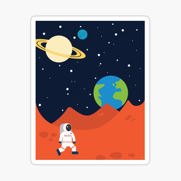"Astronaut Mars Planet Walk Part 1" Sticker for Sale by ThePetitePunch ...