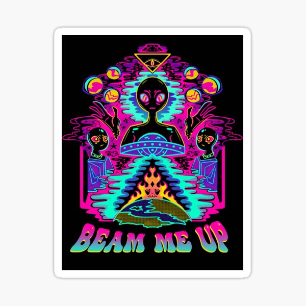 "Beam Me Up" Sticker by Billistration | Redbubble