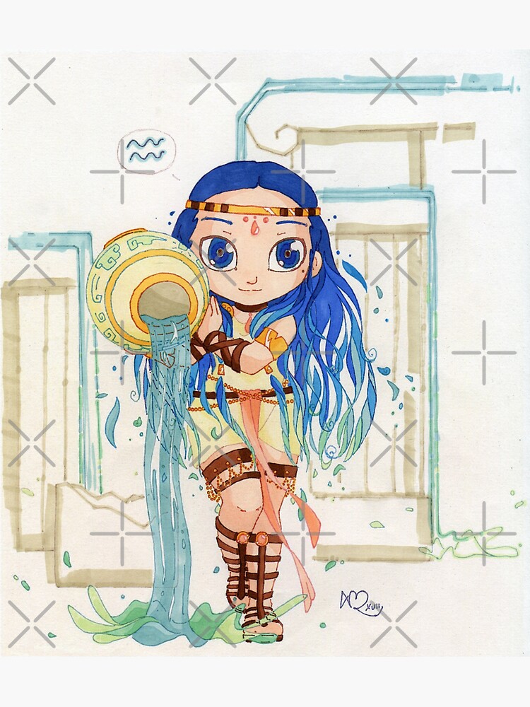 "Aquarius kawaii chibi" Sticker for Sale by Anamunn | Redbubble