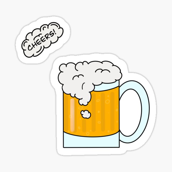 "Cheers! Beer Mug Digital Illustration " Sticker by Kr-Designs- | Redbubble