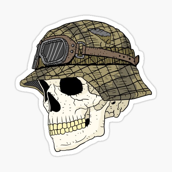 "german stahlhelm helmet and skull." Sticker by jjartanddrawing | Redbubble