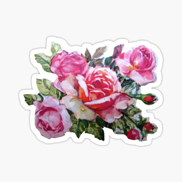 "Valentine's Day Pink Roses Declaration of Love" Sticker by G-M-Designs ...