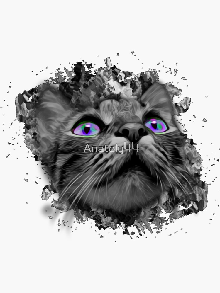 "brooding cat" Sticker for Sale by Anatoly44 | Redbubble