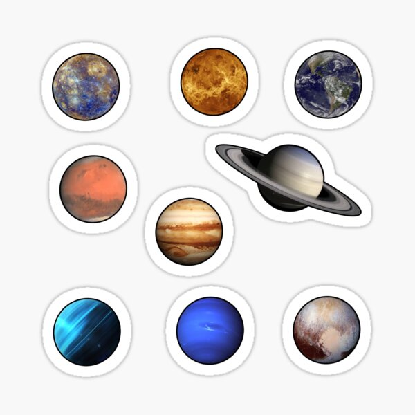 "Planets (And Pluto)" Sticker for Sale by PoeTatoes | Redbubble