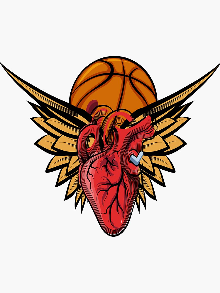 "Basketball Heartbeat-Heart" Sticker by JEETlee | Redbubble
