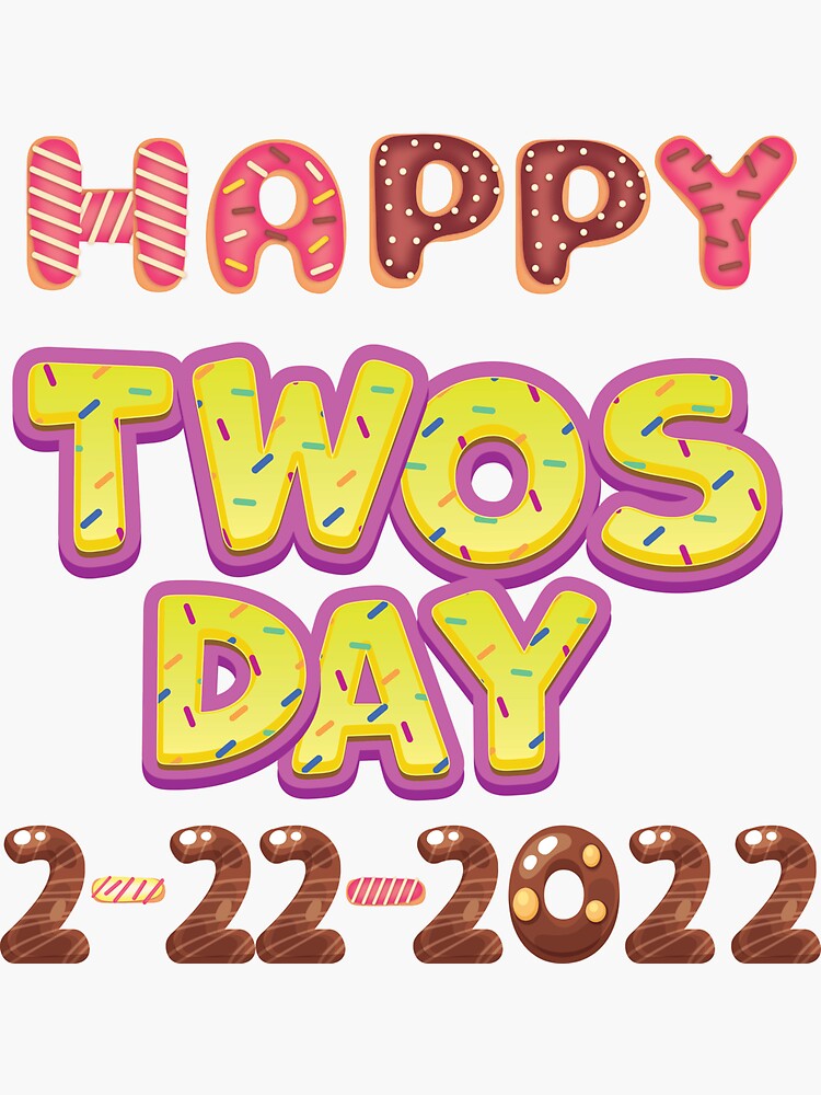 "Happy Twos Day - Donut shirt" Sticker by CustomT-shirts | Redbubble