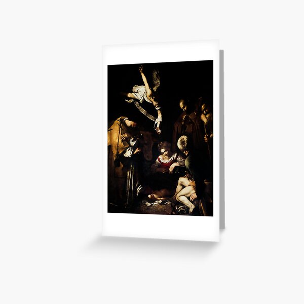 "Nativity with St. Francis and St. Lawrence by Caravaggio" Greeting ...