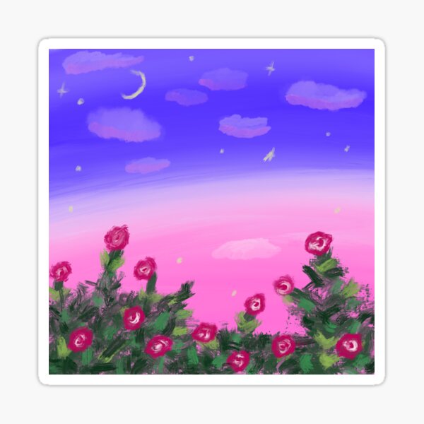 "Pink sunset sky with roses " Sticker for Sale by ThePeaches | Redbubble