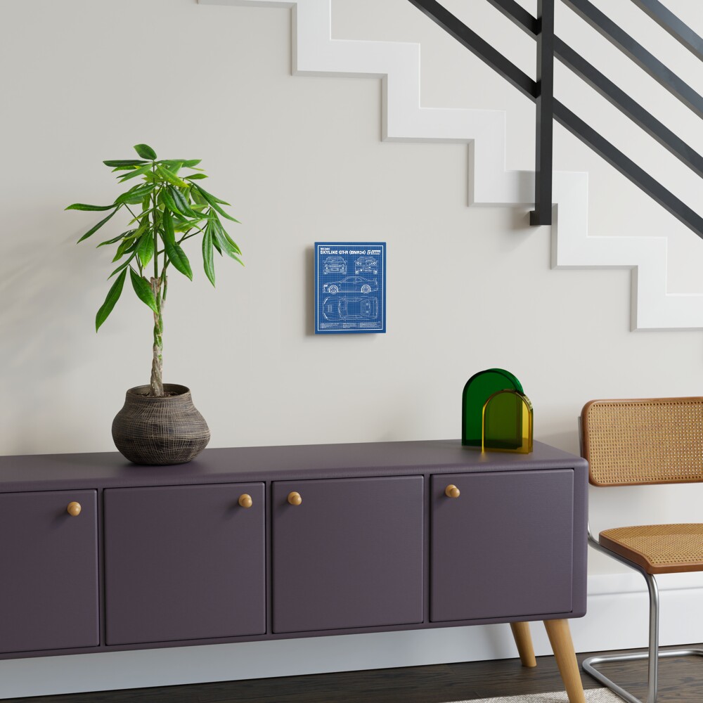 "Blueprint - Nissan Skyline GT-R (R34) Z-Tune (Blue)" Metal Print for ...