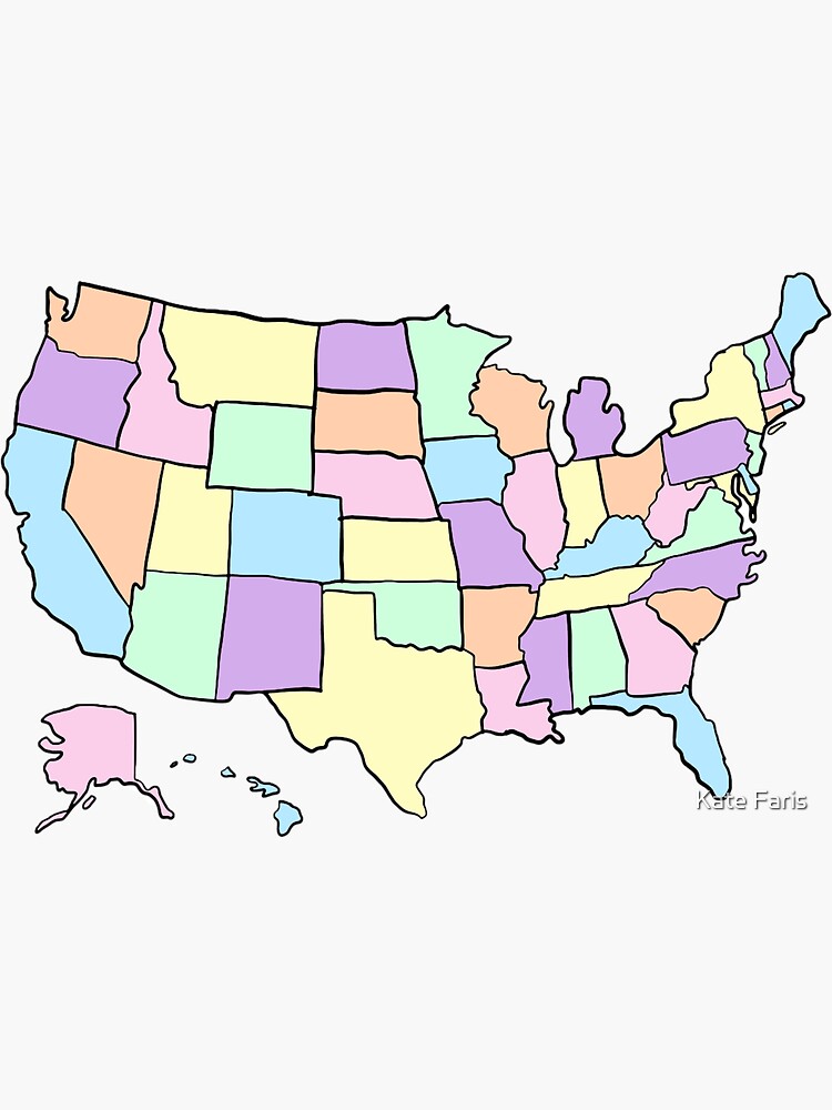 "States Map Pastel" Sticker for Sale by kfarisaggie | Redbubble