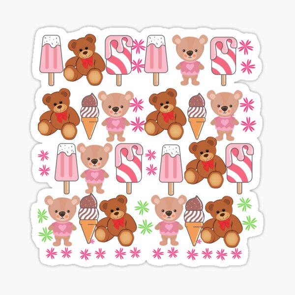 "Cute Teddy Bear Popsicle Design" Sticker by HotNerdShirts | Redbubble
