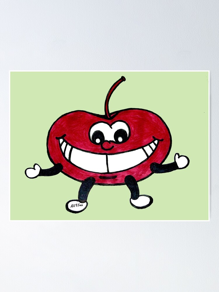 "Hand Drawn Cheeky Cherry Fun Fruit" Poster for Sale by All-4-Fun ...