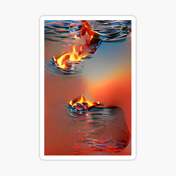 "fire on water " Sticker by ryeregular | Redbubble