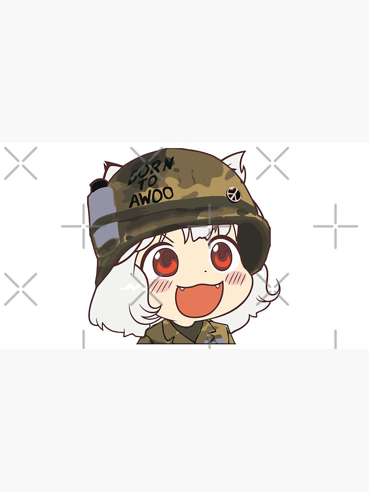 "Awoo Anime girl big smile Army Military Born to Awoo with Peace Symbol ...