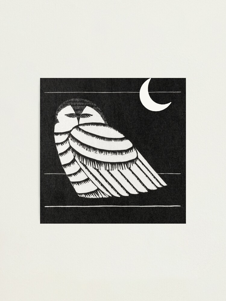 Lámina fotográfica «Búho nival (Sneeuwuil) (1927) | Blanco y negro de ...