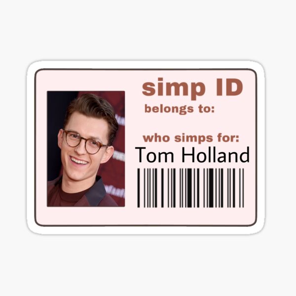 "Tom Holland Simp ID" Sticker for Sale by eva-aestheticcc | Redbubble