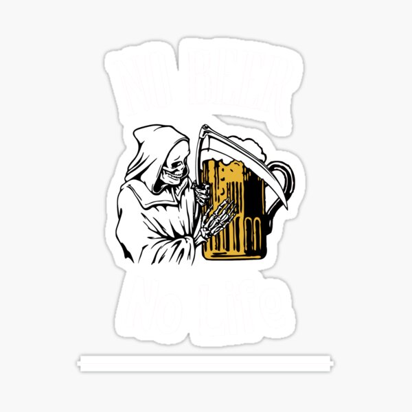 "Retro Grim Reaper Beer Drinking Design" Sticker for Sale by ...