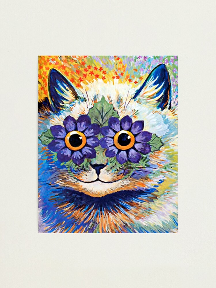 Lámina fotográfica «gato con pétalos azules” de Louis Wain | Louis Wain ...