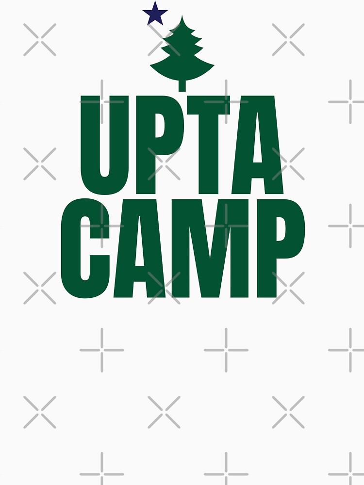 "Upta Camp Maine Shirt Old Maine State Flag Pine Tree Star" Essential T ...