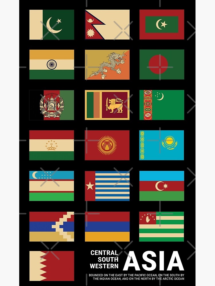 Lámina fotográfica «Conjunto de banderas de países de Asia» de ...