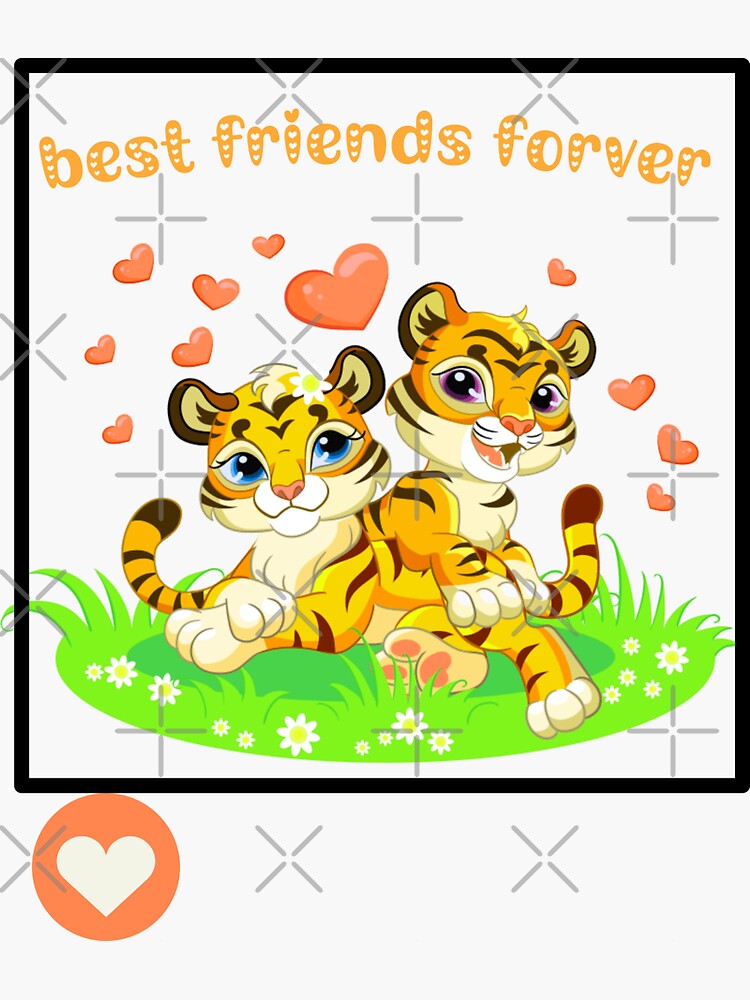 "Tiger Best Friends Forever Design" Sticker by HotNerdShirts | Redbubble